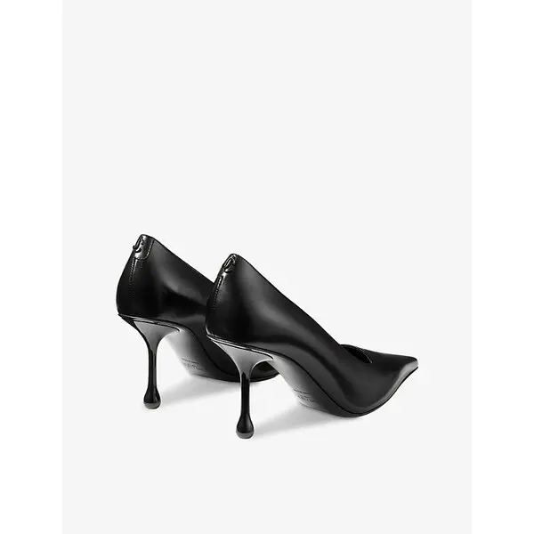 JIMMY CHOO Ixia 80 Logo-embellished Leather Heeled Courts - Black