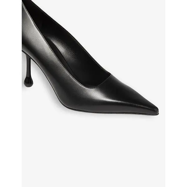 JIMMY CHOO Ixia 80 Logo-embellished Leather Heeled Courts - Black