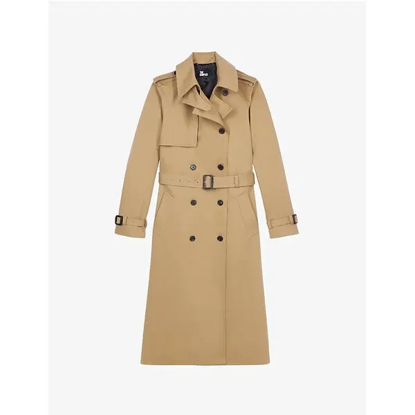 The Kooples Double-breasted Long Cotton Trench Coat