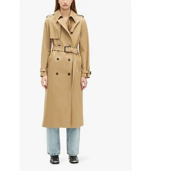 The Kooples Double-breasted Long Cotton Trench Coat