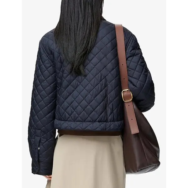 Loewe Contrast-collar Logo-patch Quilted Jacket