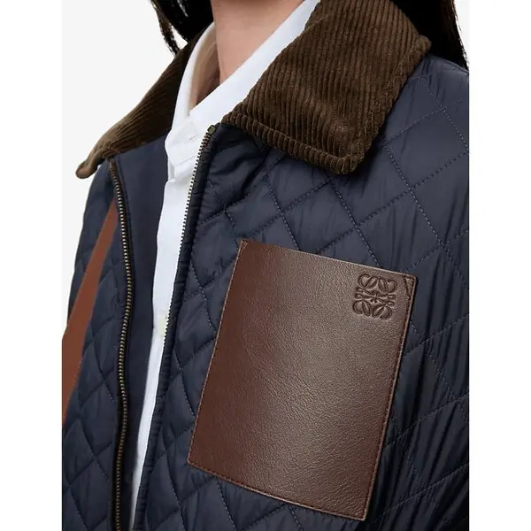 Loewe Contrast-collar Logo-patch Quilted Jacket