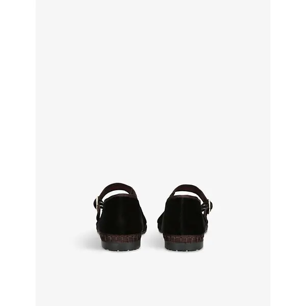 FLABELUS Single-strap Cotton Mary Jane Flats - Black