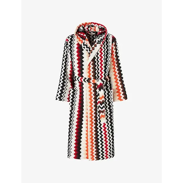 Missoni Best Zigzag-pattern Cotton-terry Bathrobe - Red Multicolor