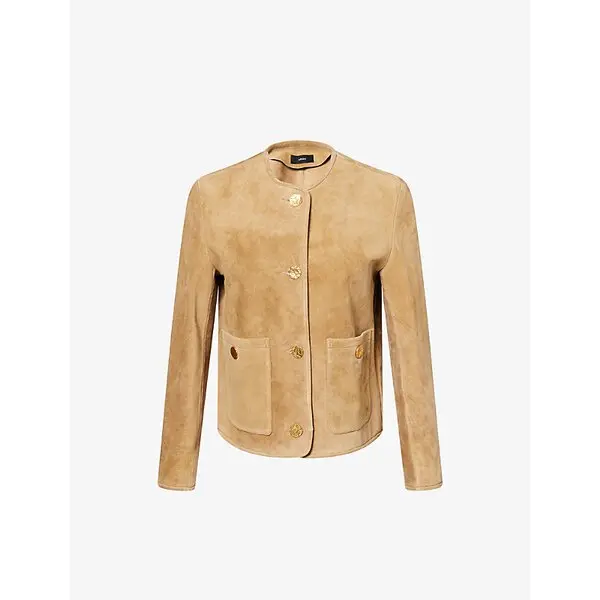 ARMA Sogno Round-neck Suede Jacket - Olive