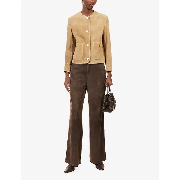 ARMA Sogno Round-neck Suede Jacket - Olive