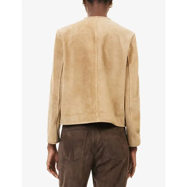 ARMA Sogno Round-neck Suede Jacket - Olive