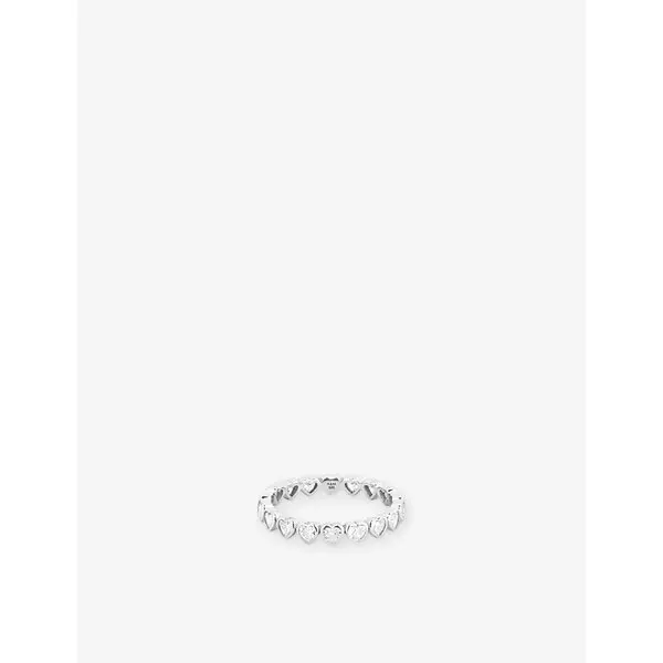 ASTRID & MIYU Bezel Heart Eternity Rhodium-plated Sterling And Cubic Zirconia Ring - Silver
