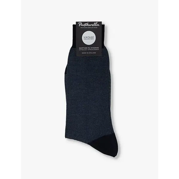 Pantherella Tewkesbury Knitted Cotton-blend Socks - Navy