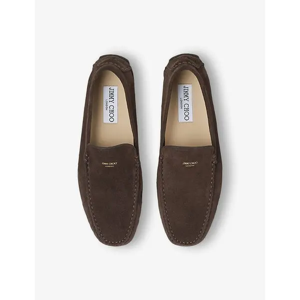 JIMMY CHOO Stanly Driver Suede Loafers - Mocha