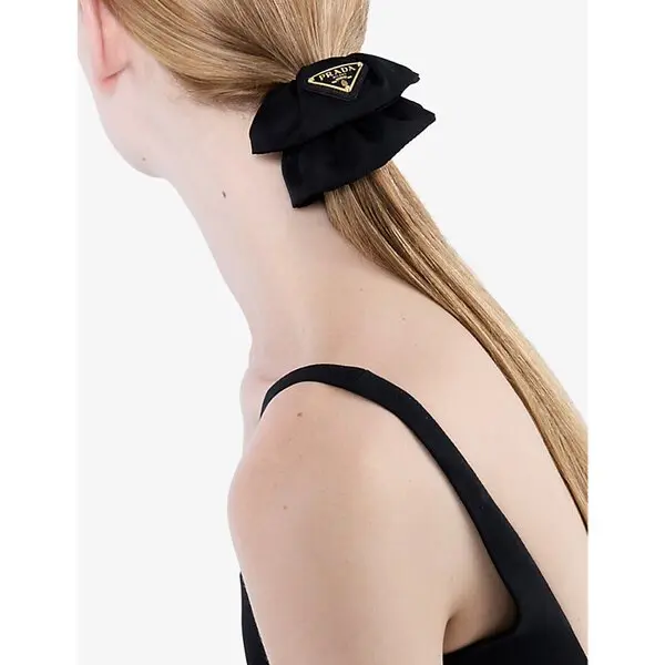 Prada Re-nylon Logo Scrunchie - Black