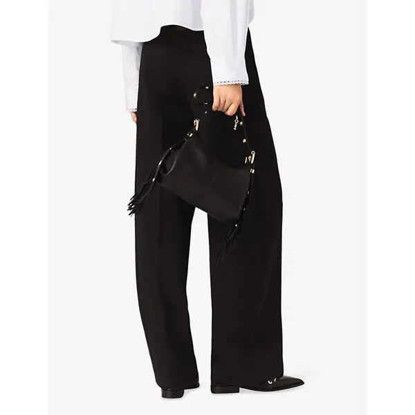 Maje Belted Elasticated-waist Trousers - Black
