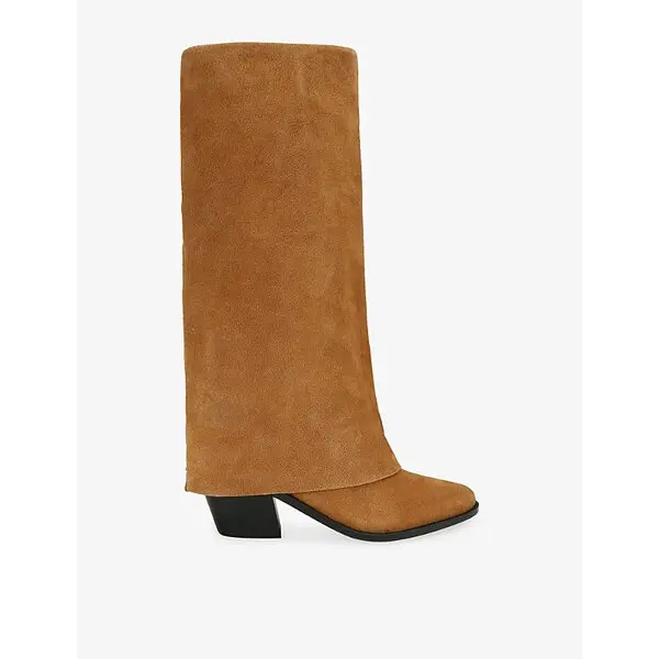 Kurt Geiger Suede Knee-high Fold-over Boots