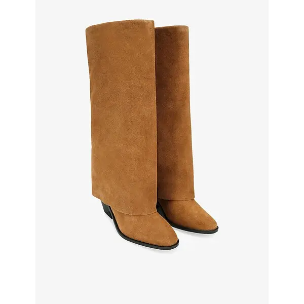 Kurt Geiger Suede Knee-high Fold-over Boots