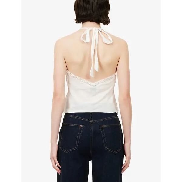 REFORMATION Monica Halterneck Top - White