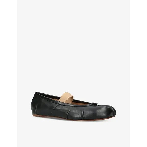 MAISON MARGIELA Tabi Split-toe Leather Ballet Flats - Black/comb