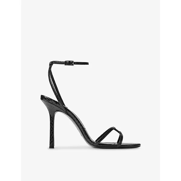 JIMMY CHOO Leo 100 Leather Heeled Sandals - Black
