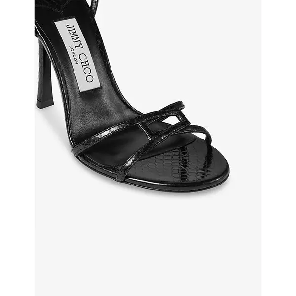 JIMMY CHOO Leo 100 Leather Heeled Sandals - Black