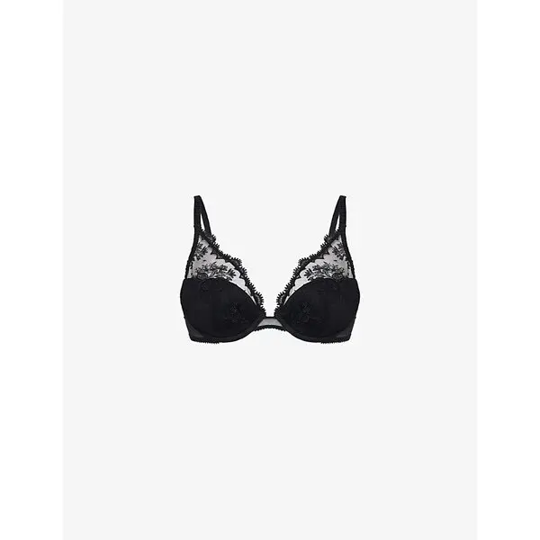 Simone Perele Intrigue Triangle Underwired Lace Push-up Bra - Black