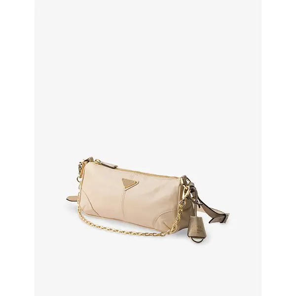 Prada Re-edition 2002 Medium Leather Shoulder Bag - Neutral