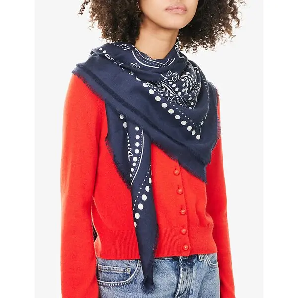 Max Mara Graphic-pattern Raw-edges Wool-and-silk Scarf