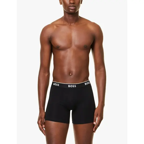 BOSS Branded Waistband Stretch-cotton Boxer Briefs