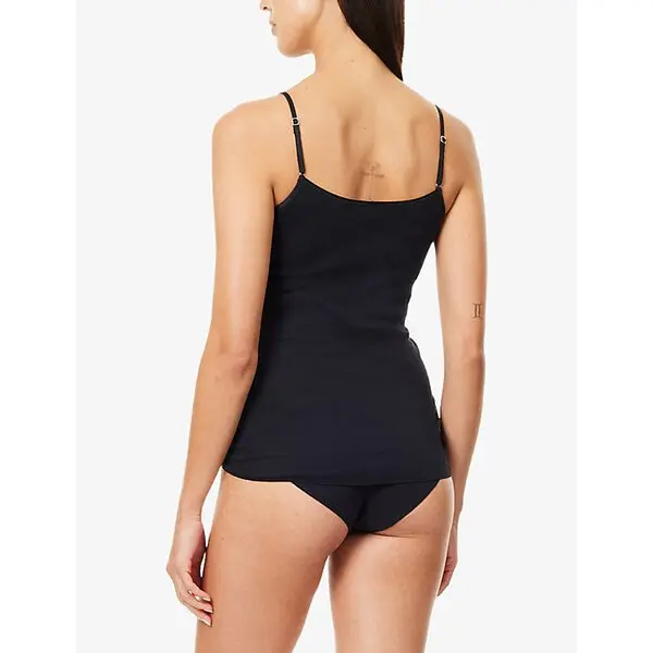 Hanro Seamless Shoulder-straps Cotton-jersey Top - Black