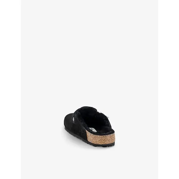 BIRKENSTOCK Boston Logo-embossed Shearling-lined Suede Clogs - Black