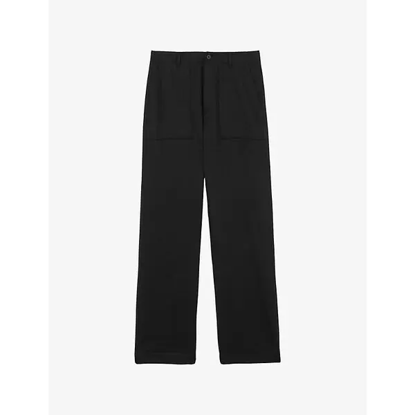 REISS Chain Wool-blend Wide-leg Trousers