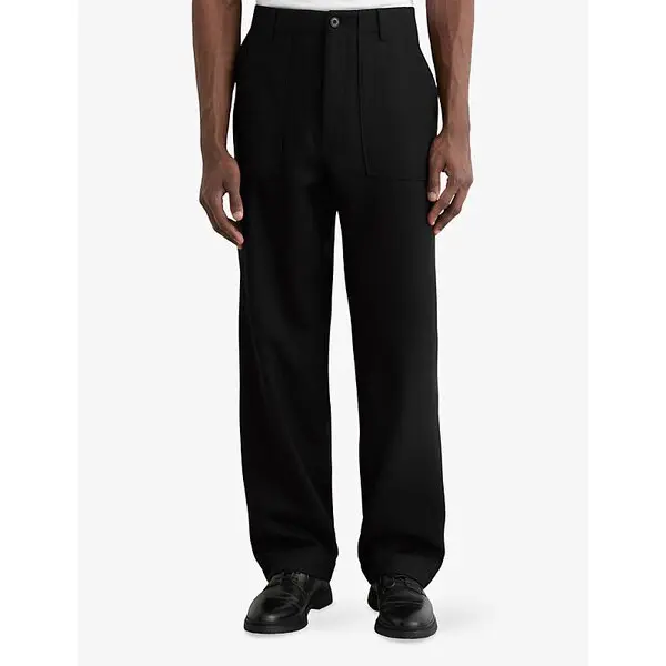 REISS Chain Wool-blend Wide-leg Trousers