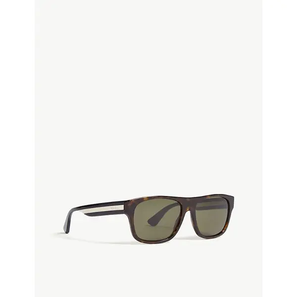 Gucci Havana Gg0341s Rectangle-frame Sunglasses - Brown