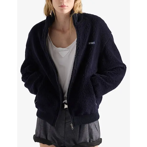 Prada Wool Blend Fleece Jacket - Blue