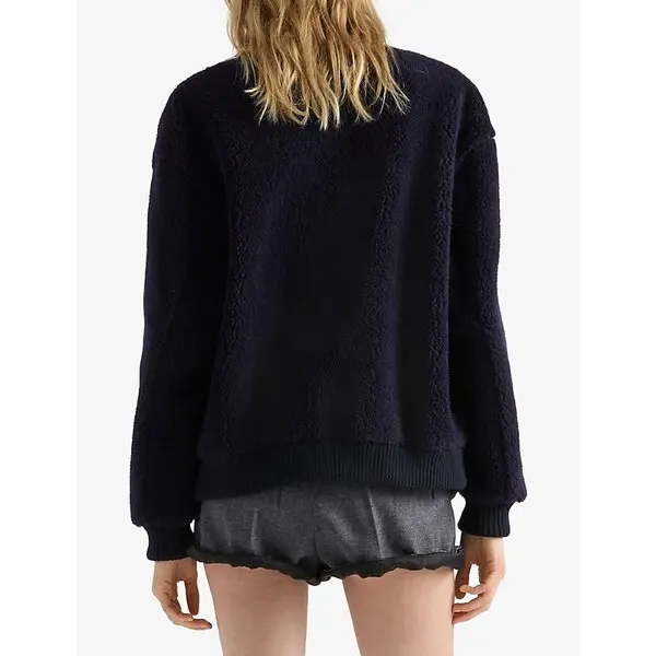Prada Wool Blend Fleece Jacket - Blue