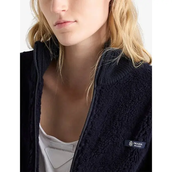 Prada Wool Blend Fleece Jacket - Blue