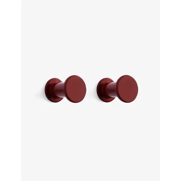 HAY Bolt Round Powder Coated-steel Wall Hooks Pack Of Two - Red