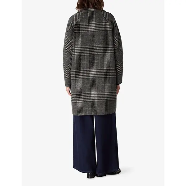Whistles Cassie Double Face Check Wool-blend Coat
