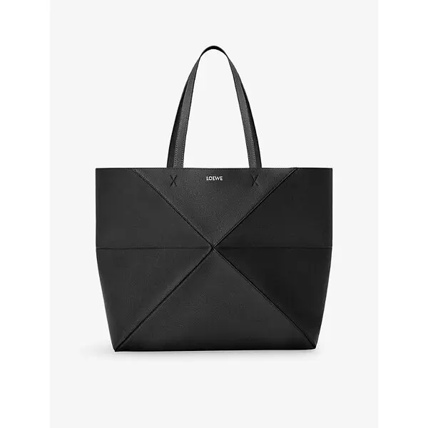 Loewe Puzzle Fold Large Leather Tote Bag - Black
