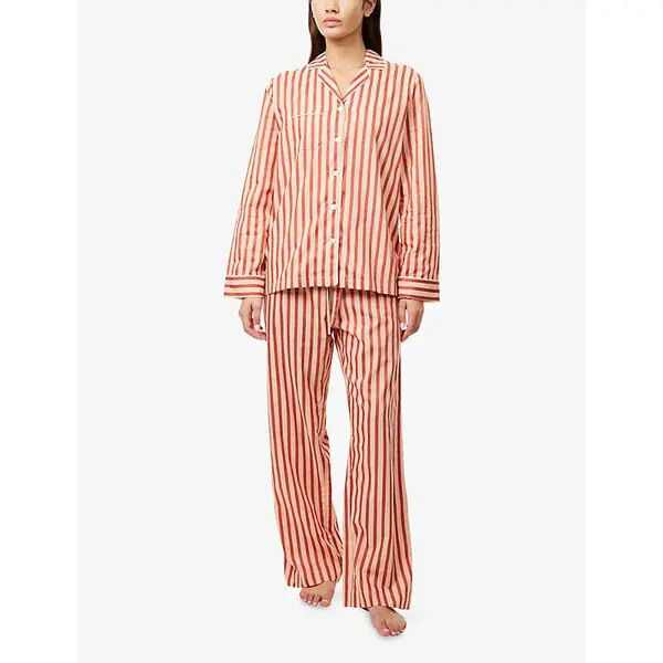 Derek Rose Capri Striped Cotton-poplin Pyjama Set