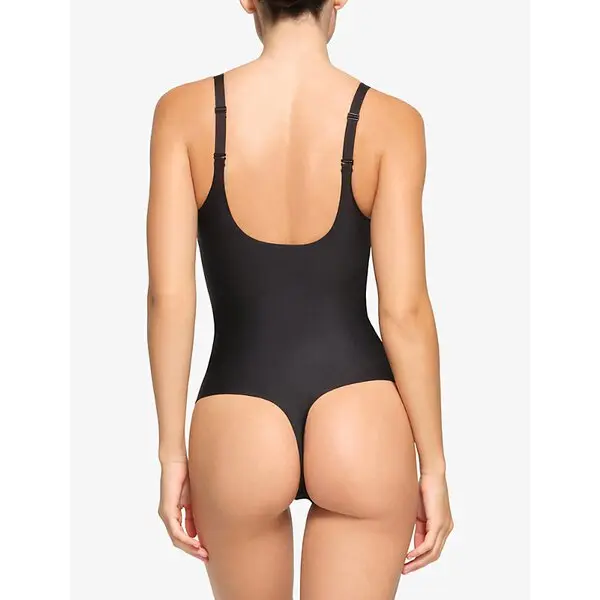 SKIMS Plunge Neck Thong Bodysuit - Onyx