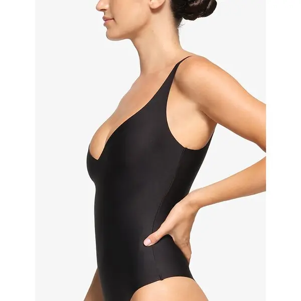 SKIMS Plunge Neck Thong Bodysuit - Onyx