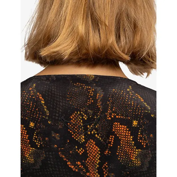 Zadig&Voltaire Animal-print Silk Shirt With Lace Detail - Black