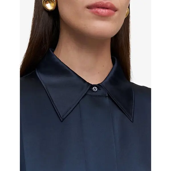 JOSEPH Satin-panel Silk Blouse - Indigo