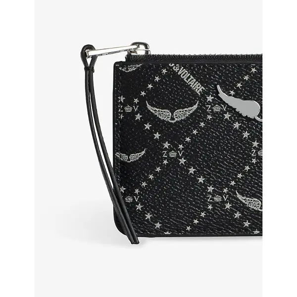 Zadig&Voltaire Zv Brand-plaque Coated-canvas Card Holder - Black