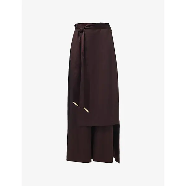 LEEM Overlay Skirt Wide Leg Woven Trousers