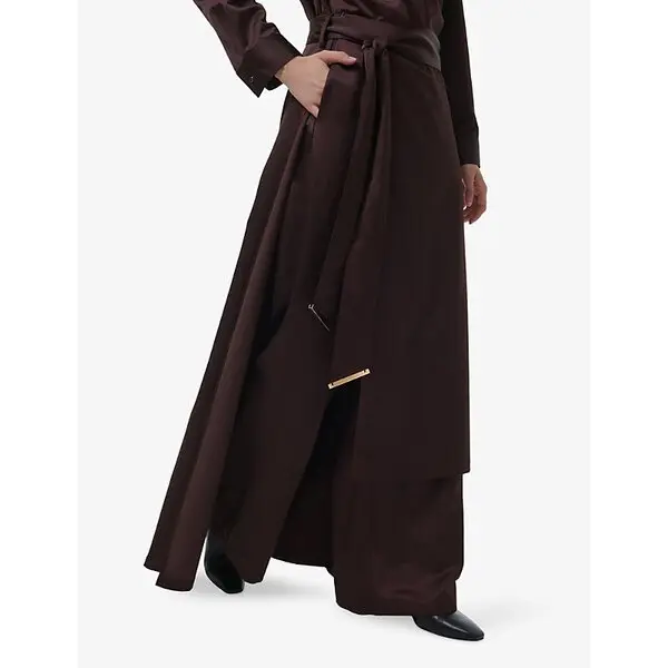 LEEM Overlay Skirt Wide Leg Woven Trousers