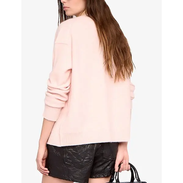 Zadig&Voltaire Cashmere V-neck Cardigan With Embroidered Heart Motif