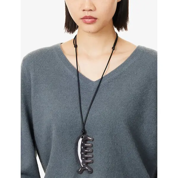 LEMAIRE Beluga Gua Sha Agate And Leather Necklace