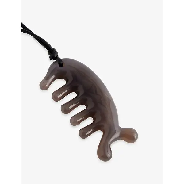 LEMAIRE Beluga Gua Sha Agate And Leather Necklace