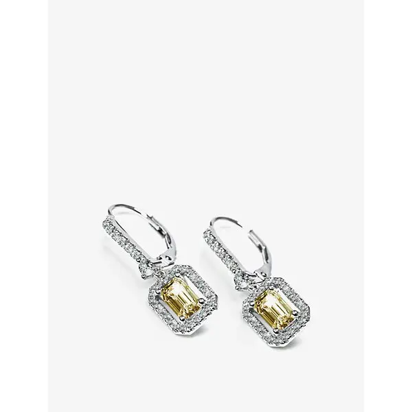 CARAT* LONDON Moxie Emerald Cubic Zirconia Drop Earrings - Silver