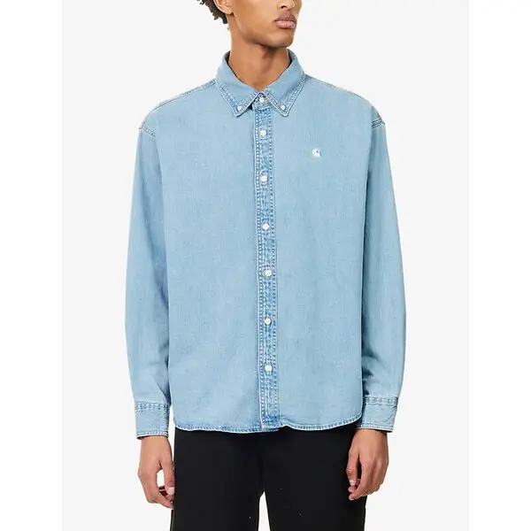Carhartt Work In Progress Lucas Embroidered-logo Denim Shirt